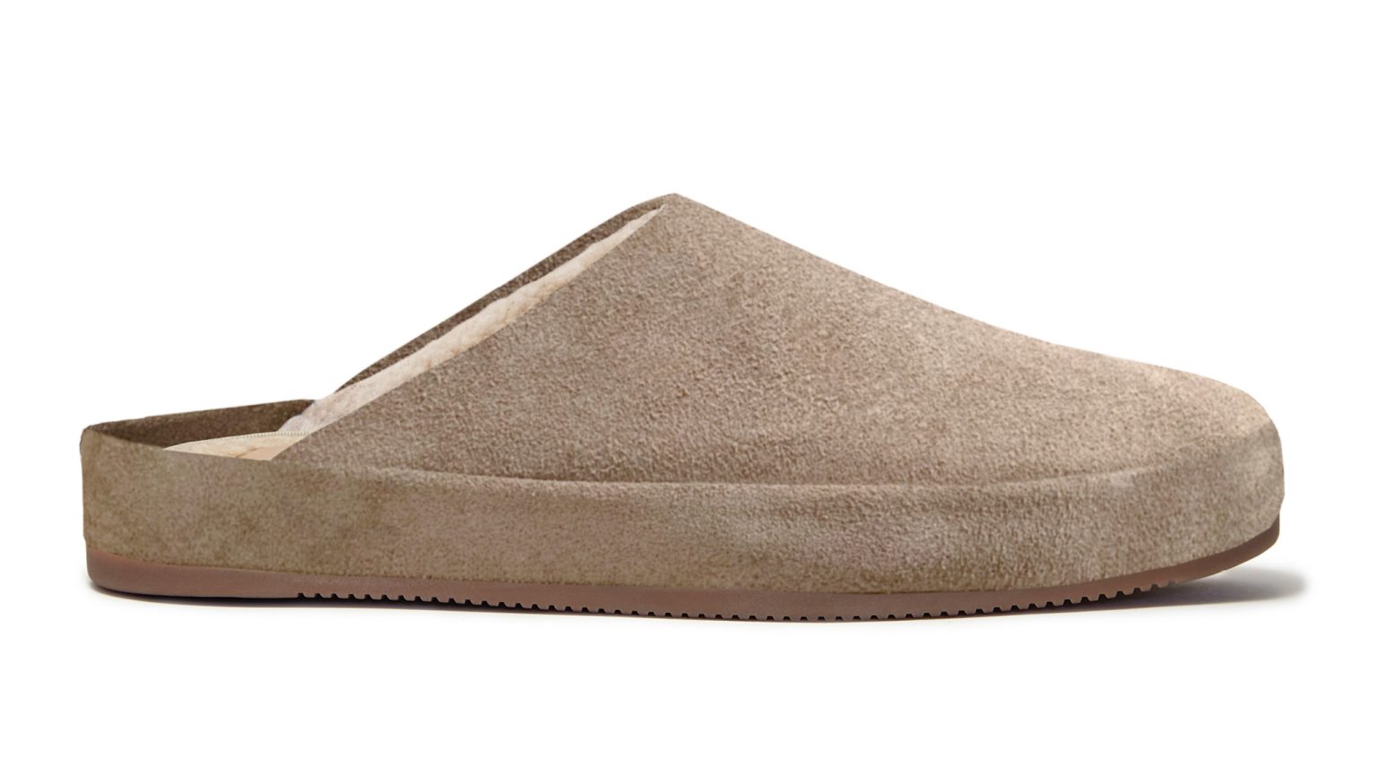 Taupe Brown Men's Sheepskin Slippers in Suede